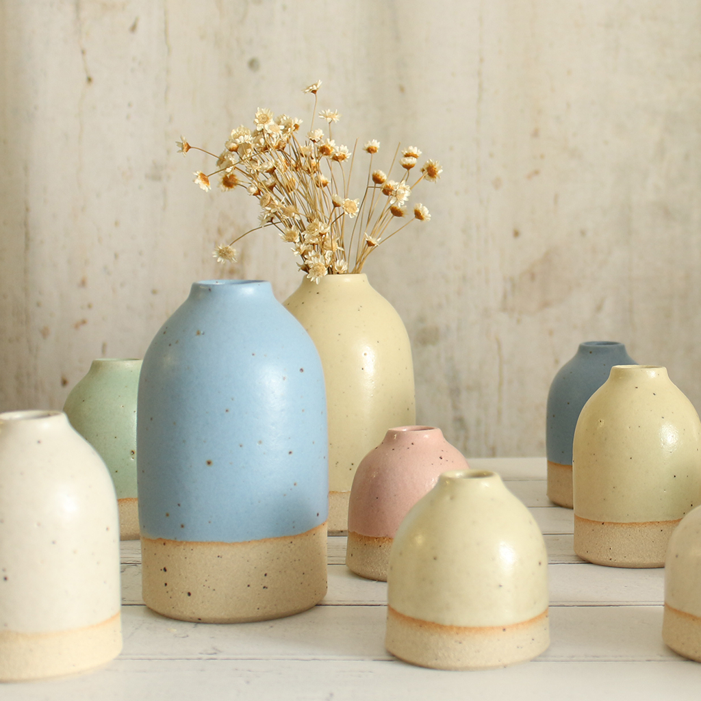Cornflower Blue Stoneware Vase | Ceramic Bud Vase | Habulous