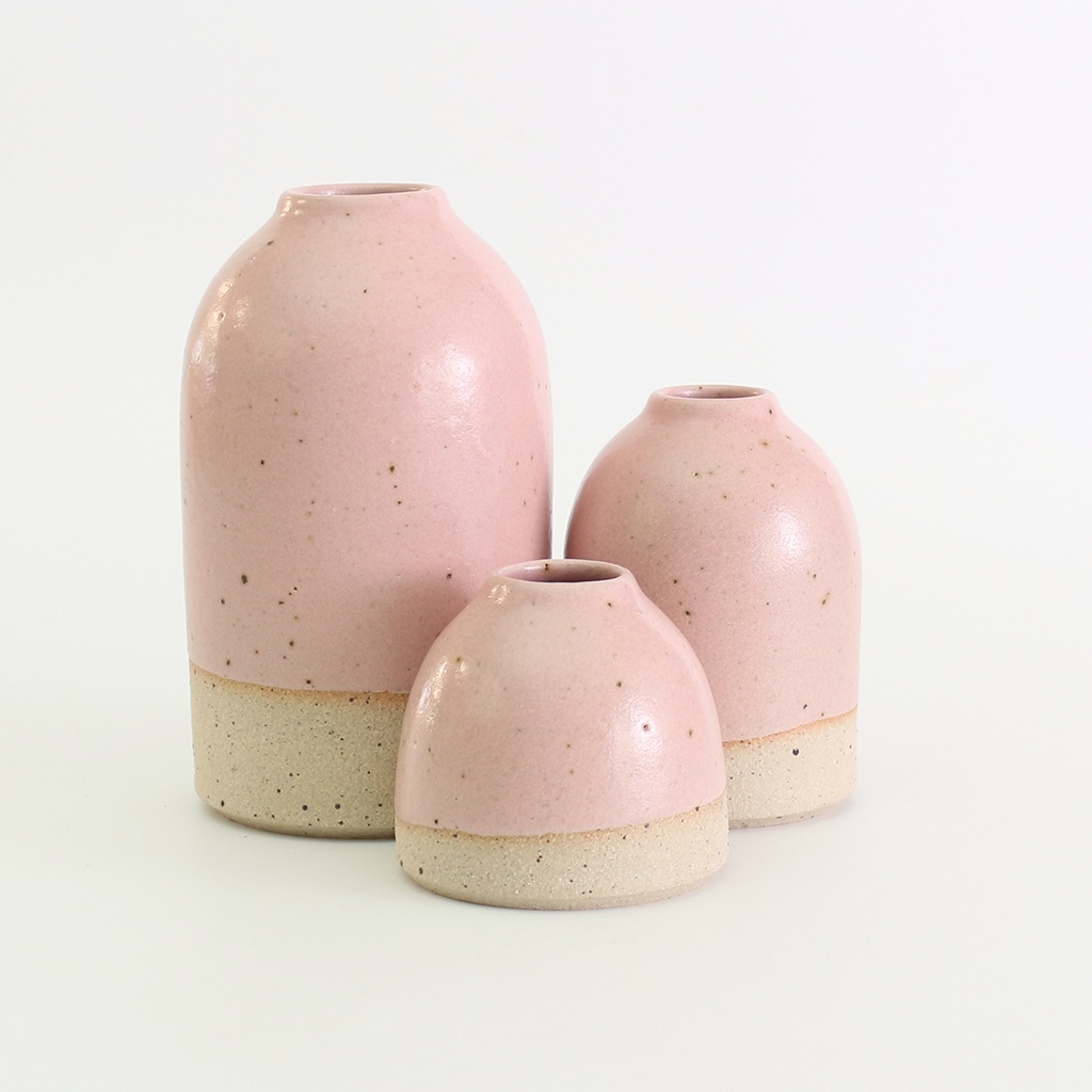 Small Pink Bud Vases | Pink Stoneware Vase | Habulous